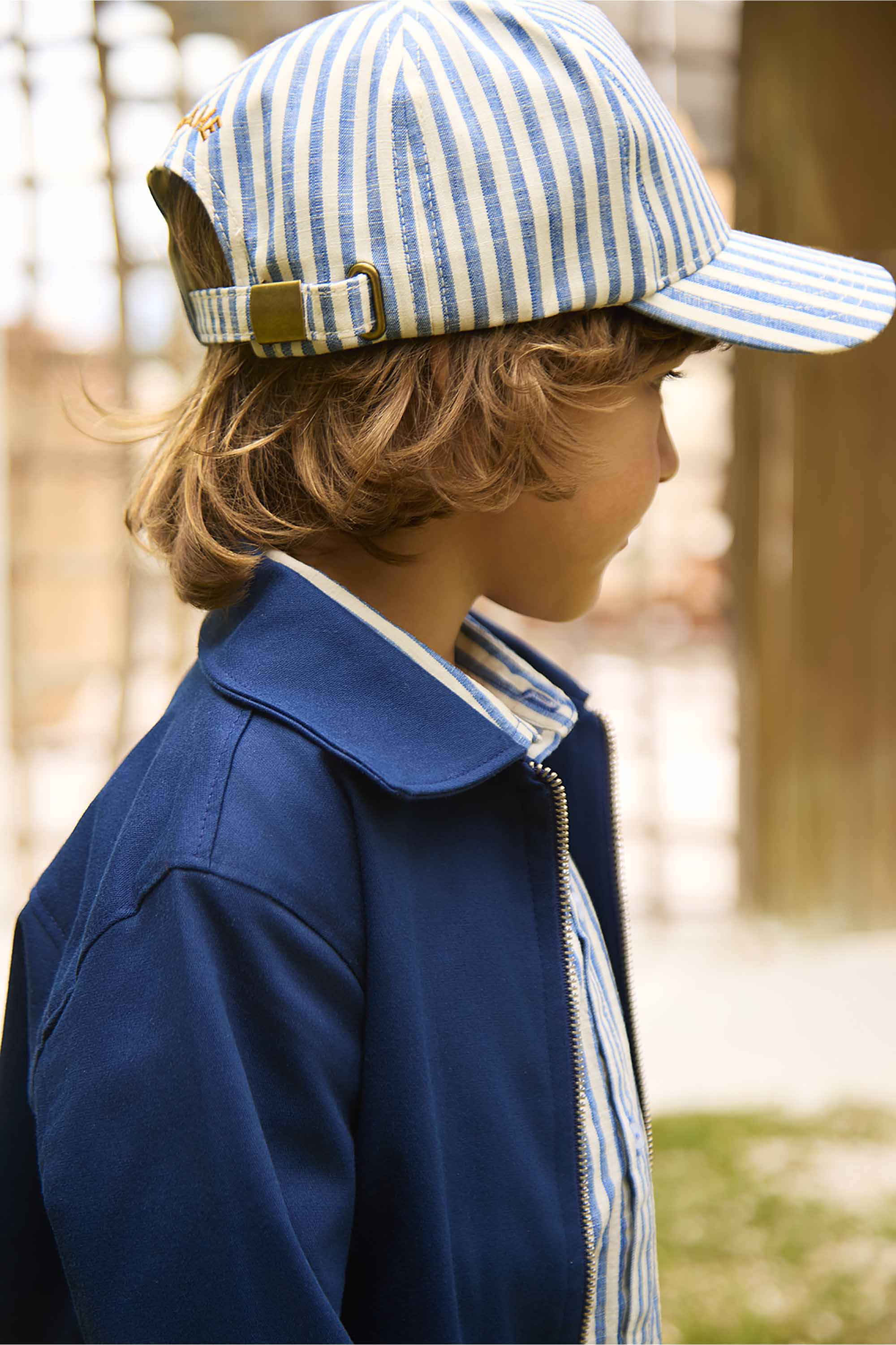 Boné Listrado Infantil Azul Claro