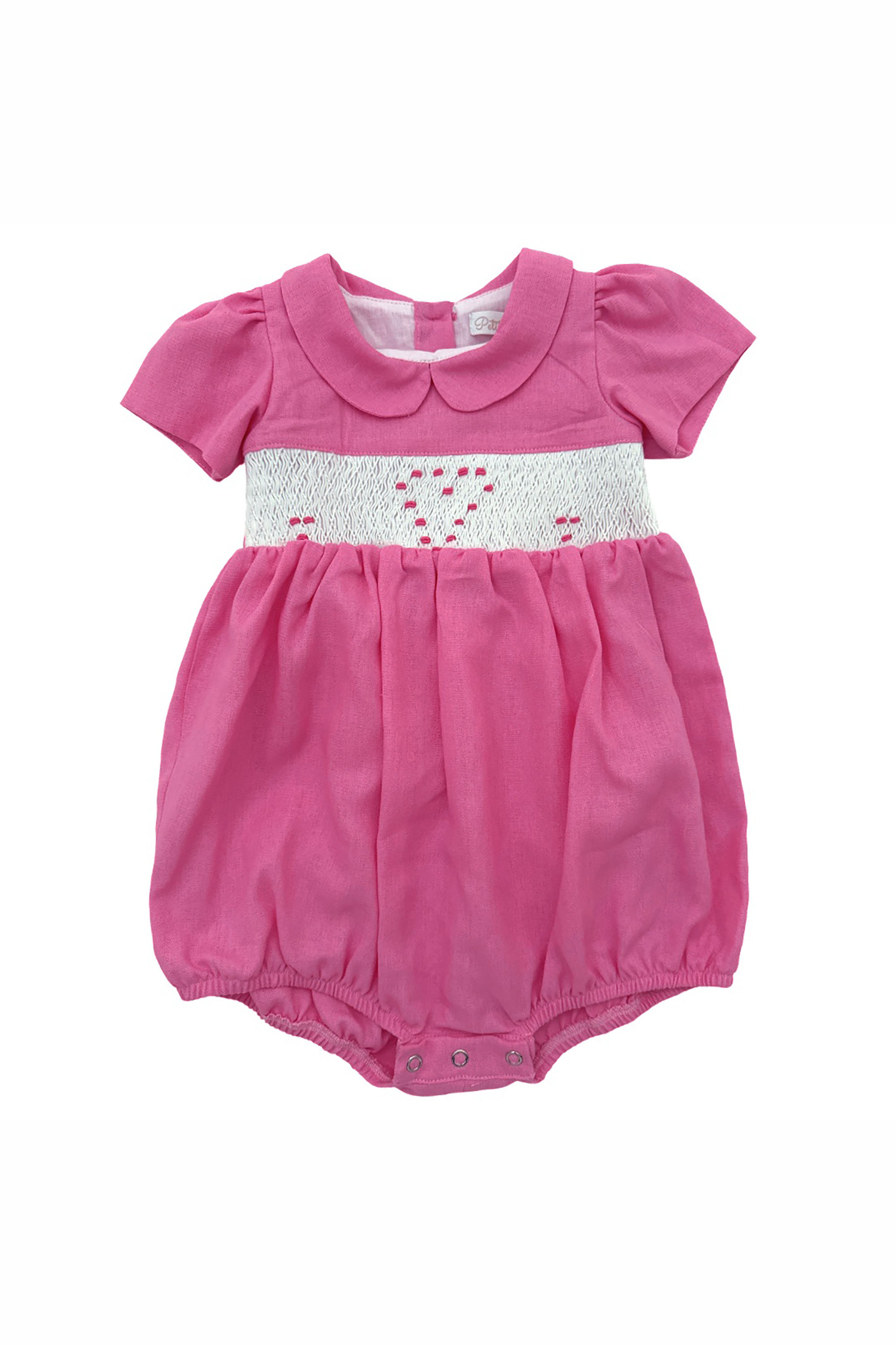 Romper em Linho Rosa com Bordado – Elegância para Bebês | Petit Nini